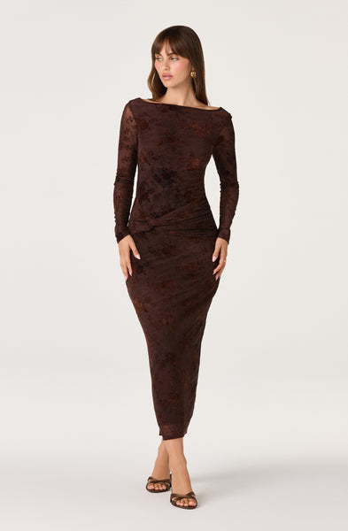 ASTR THE LABEL ASTR THE LABEL Syriah Burnout Floral Mesh Dress